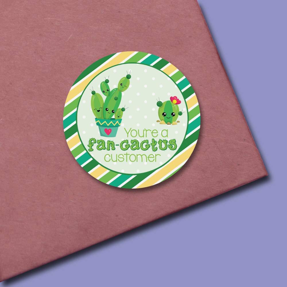 Funny You’re A Fantastic Customer Cactus Thank You Customer Appreciation Sticker Labels for Small Businesses, 60 1.5" Circle Stickers by AmandaCreation, for Envelopes, Postcards, Direct Mail, More!