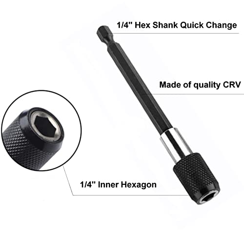 aiyun Drill Bit Extension Set - 6 PCS Quick Release Magnetic Drill Extension Bit Holder with 1/4β Hex Shank (Black)