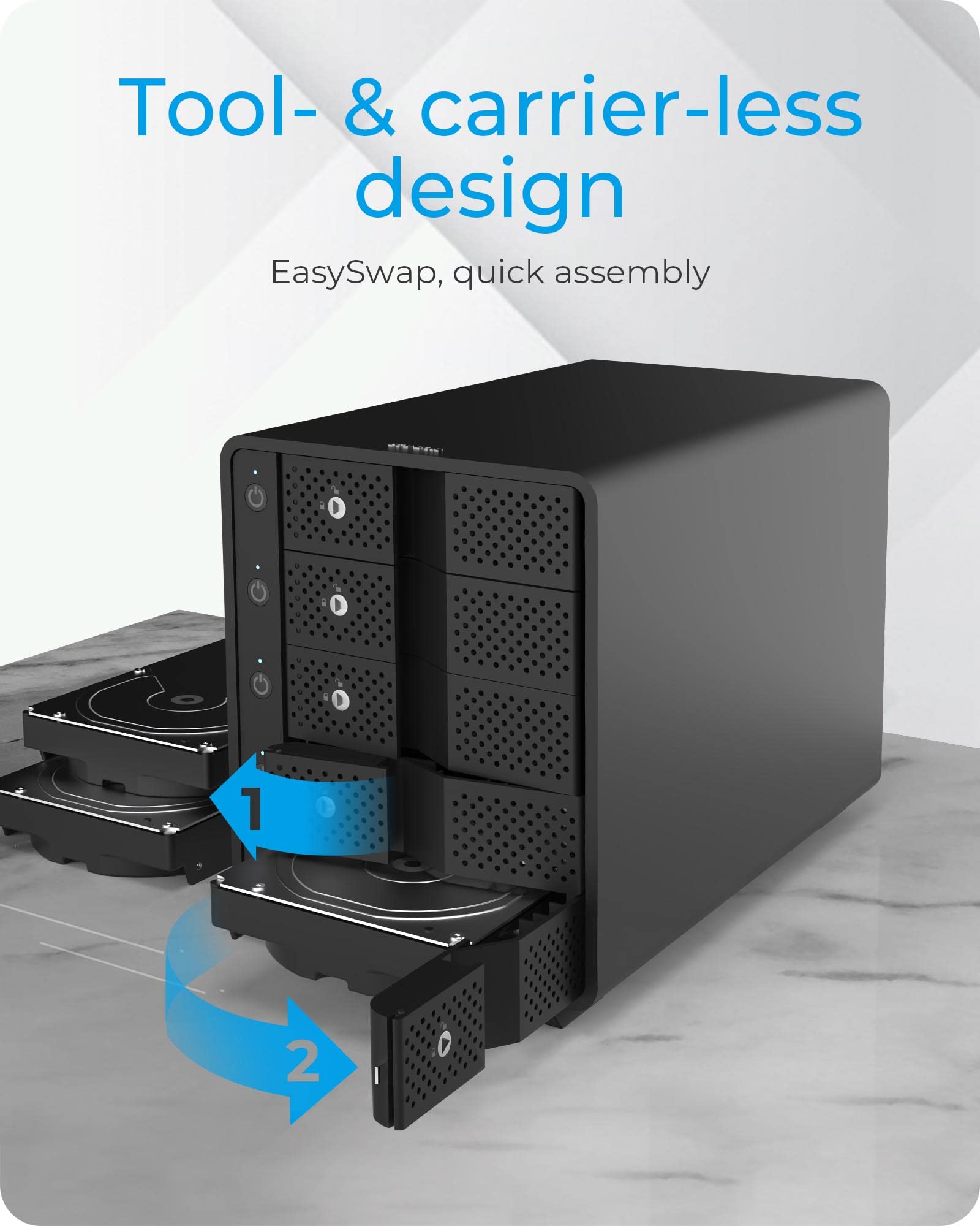 ICY BOX 5 Way Hard Drive Enclosure for 3.5 Inch Hard Drives Single Switchable Strapless USB 3.1 Gen2 (USB-C, USB-A) Fan Aluminium Black