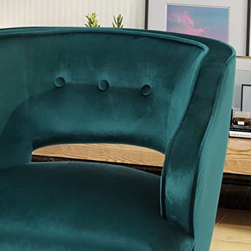 Christopher Knight Home Mariposa Mid-Century Velvet Accent Chair, Teal / Natural