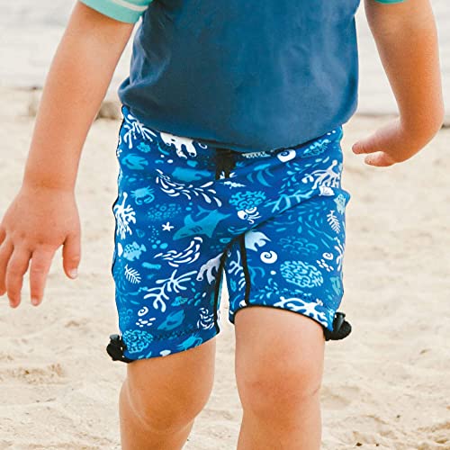 Conni Kids Containment Swim Short Underwear | Trunks Easy Pull Up Kids Incontinence | Washable Swim Diaper for Potty Training, Ocean Blue, Size 8-10