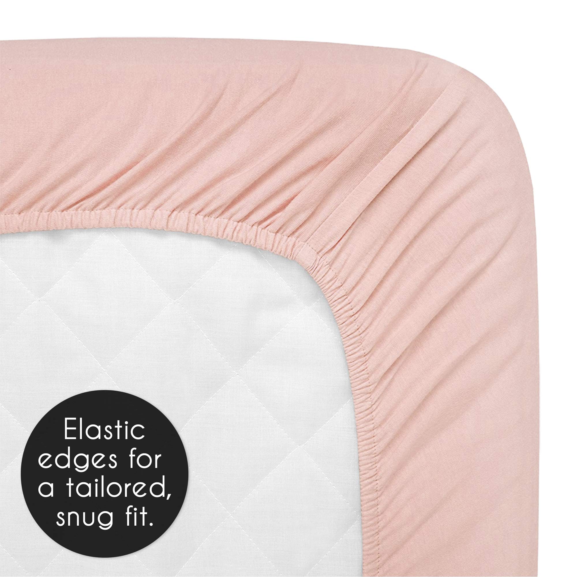 Sweet Jojo Designs Blush Pink Girl Fitted Crib Sheet Baby or Toddler Bed Nursery - Solid Color Boho Shabby Chic Modern for Pop Flower Floral Rose Collection