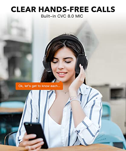 INFURTURE Q1 Active Noise Cancelling Headphones with Microphone,Wireless Over Ear Bluetooth Headphones, Deep Bass, Memory Foam Ear Cups, Quick Charge 40H Playtime, for TV, Travel