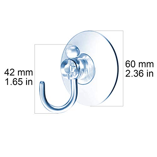 Suction Cup Hooks Clear Plastic Sucker Pads for Window Glass Shower Bathroom Kitchen Wall with 4 Styles 60 mm 50 mm 40 mm 30 mm Support Festivals Parties Events Theme Carnival Decorations (60 mm)