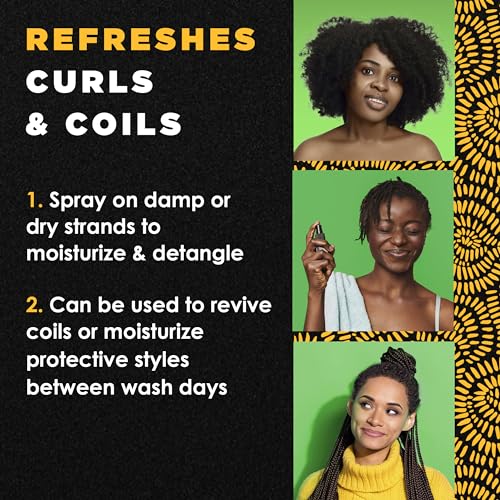 MY BLACK IS BEAUTIFUL Detangler Spray, Sulfate Free, for Curly and Coily Hair with Coconut Oil, Honey and Turmeric, 7.6 fl oz