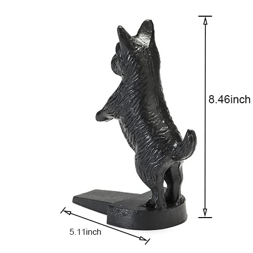 3.78 Lbs Dog Door Stop Wedge Decorative Cast Iron Door Stopper for Bottom of Door(Black)