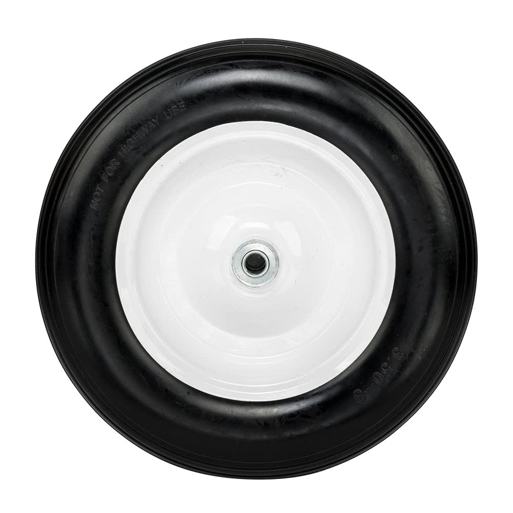 3.50-8" Wheelbarrow Tires with 5/8 Bearing, 3" Hub Universal Fit Wheelbarrow Wheel, 14.5 inch 3.50-8 Solid Rubber Tire Replacement for Wheel Barrel Cart Garden Wagon