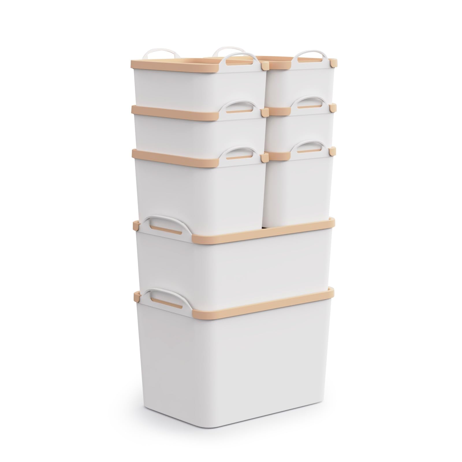 FITYE-KY 8 pcs Storage Bins with Lids Plastic Storage Containers for Shelves Drawers Desktop Closet Playroom Classroom Offic(Yellow)
