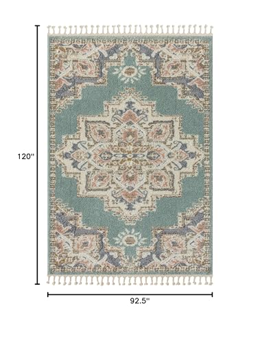 LUXE WEAVERS Southwestern Medallion Fringe Blue 8x10 Area Rug