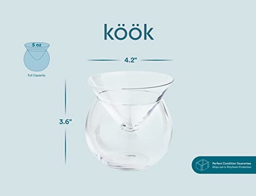 Kook Glass Caviar Chiller Server Set, Serving Dish with Ice Holder, for Shrimp, Appetizers, Liquor, Martinis and Cocktails, Dishwasher Safe, 5 oz Bowl, Set of 2