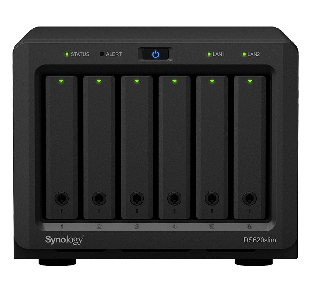 Synology DiskStation DS620slim iSCSI NAS Server with Intel Celeron Up to 2.5GHz CPU, 6GB Memory, 2TB (2 x 1TB) SSD Storage, DSM Operating System