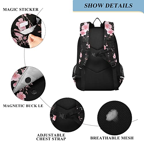 ALAZA Cherry Blossom Sakura Floral Laptop Backpack Purse for Women Men Travel Bag Casual Daypack with Compartment & Multiple Pockets