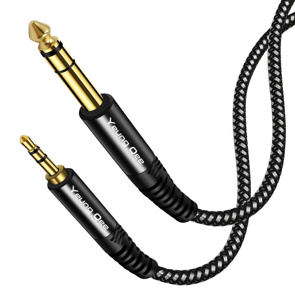 3.5mm to 6.35mm Stereo Audio Cable 50 ft,Yeung Qee 1/4 to 1/8 Audio Cable,3.5mm Male to 6.35mm Male TRS Nylon Braid Cable Compatible for iPod, Laptop,Home Theater Devices, and Amplifiers (50FT/15M)