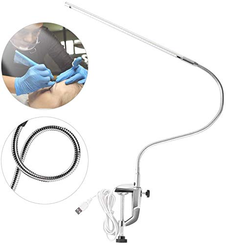 N/C Desk Lamp with Clamp, USB LED Adjustable Clip Nail Desk Light Eye Care GooseNeck 360° Swivel Clamp Light Tool for Manicure Reading Eyebrow Trimming Office Tattoo