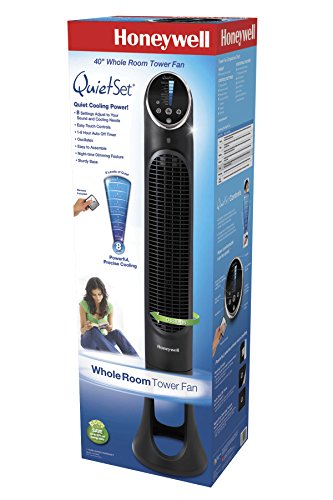 Lasko Portable Electric 42" Oscillating Tower Fan with Nighttime Setting, Timer and Remote Control for Indoor, Silverwood T42954 & Honeywell QuietSet Whole Room Tower Fan-Black, HYF290B