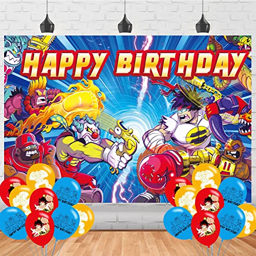 Akedo Ultimate Backdrop Birthday Banner for The Arcade Warriors Birthday Party Supplies Cartoon Akedo Ultimate Photograph Background Photo Booth 5x3ft Orange
