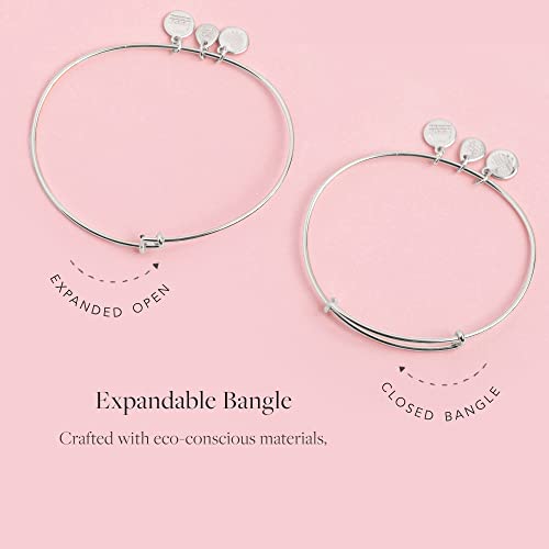 Alex and Ani Path of Symbols Expandable Bangle for Women, Lotus Peace Petals Charm, Rafaelian Silver Finish, 2 to 3.5 in
