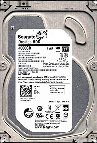 Seagate ST4000DM000 P/N: 1F2168-501 F/W: CC54 SU S30 Desktop HDD 4TB (Renewed)