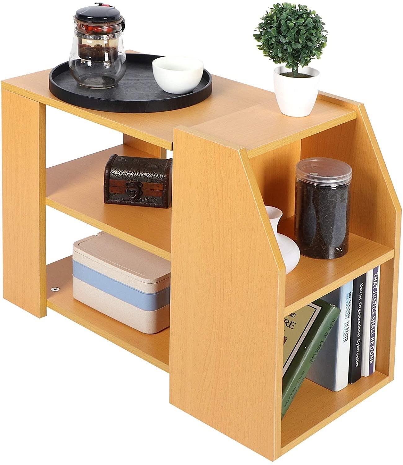3 Tier Modern Bookshelf Storage Rack Sofa Side Table for Living Room Home Office Furniture
