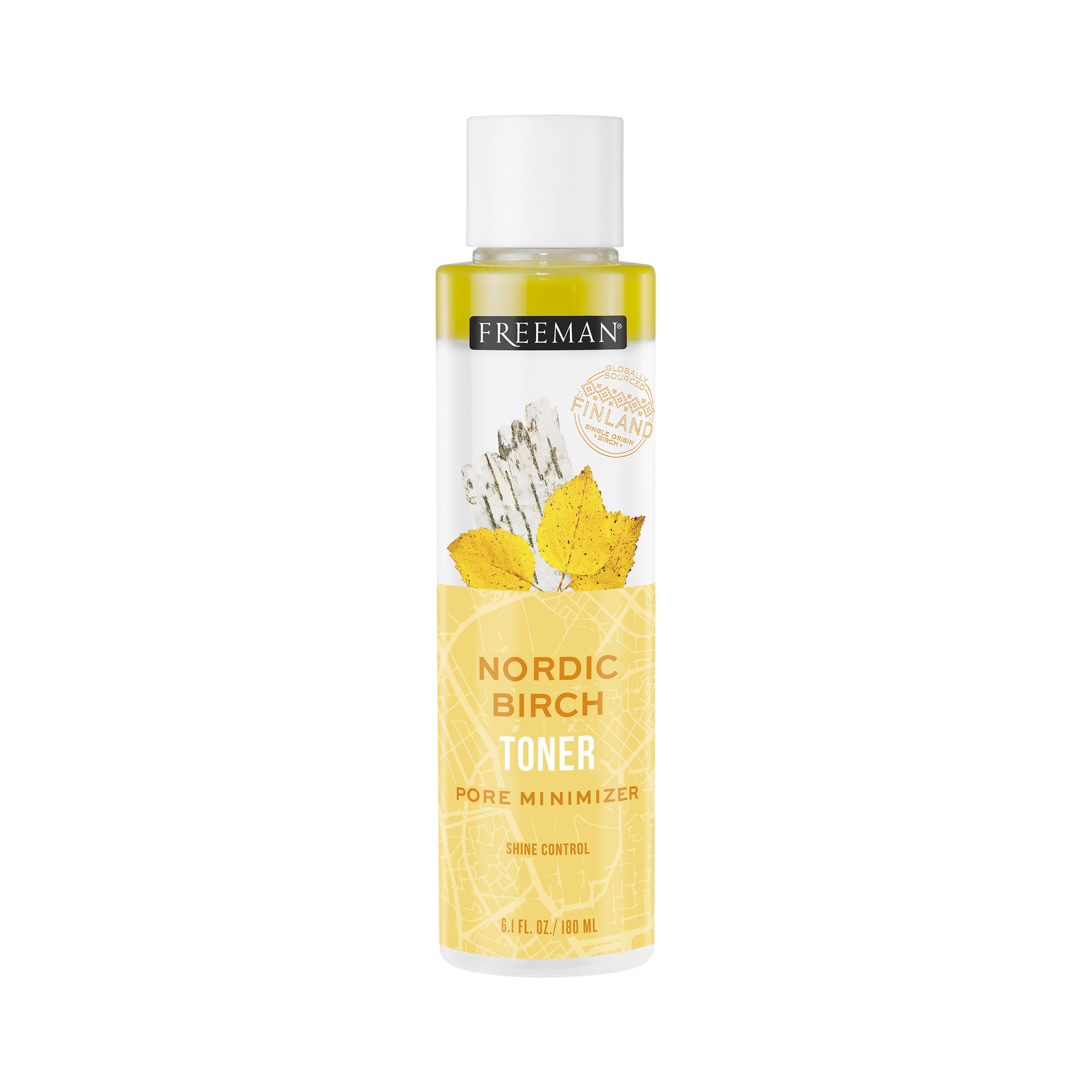 Freeman Exotic Blends Shine Control Nordic Birch Toner, Pore Minimizing Face Toner, Removes Makeup and Dirt, 6.1 fl.oz./180 mL Bottle