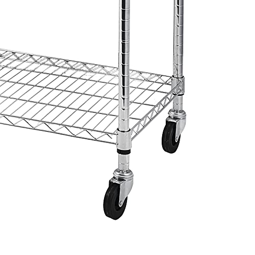 47.24 "L × 17.72 "W × 70.87 "H Wire Shelf Unit Storage Car Metal Shelf Rolling Utility Car, 6-Layer Caster Adjustable Layer Rack Restaurant Garage Pantry Kitchen