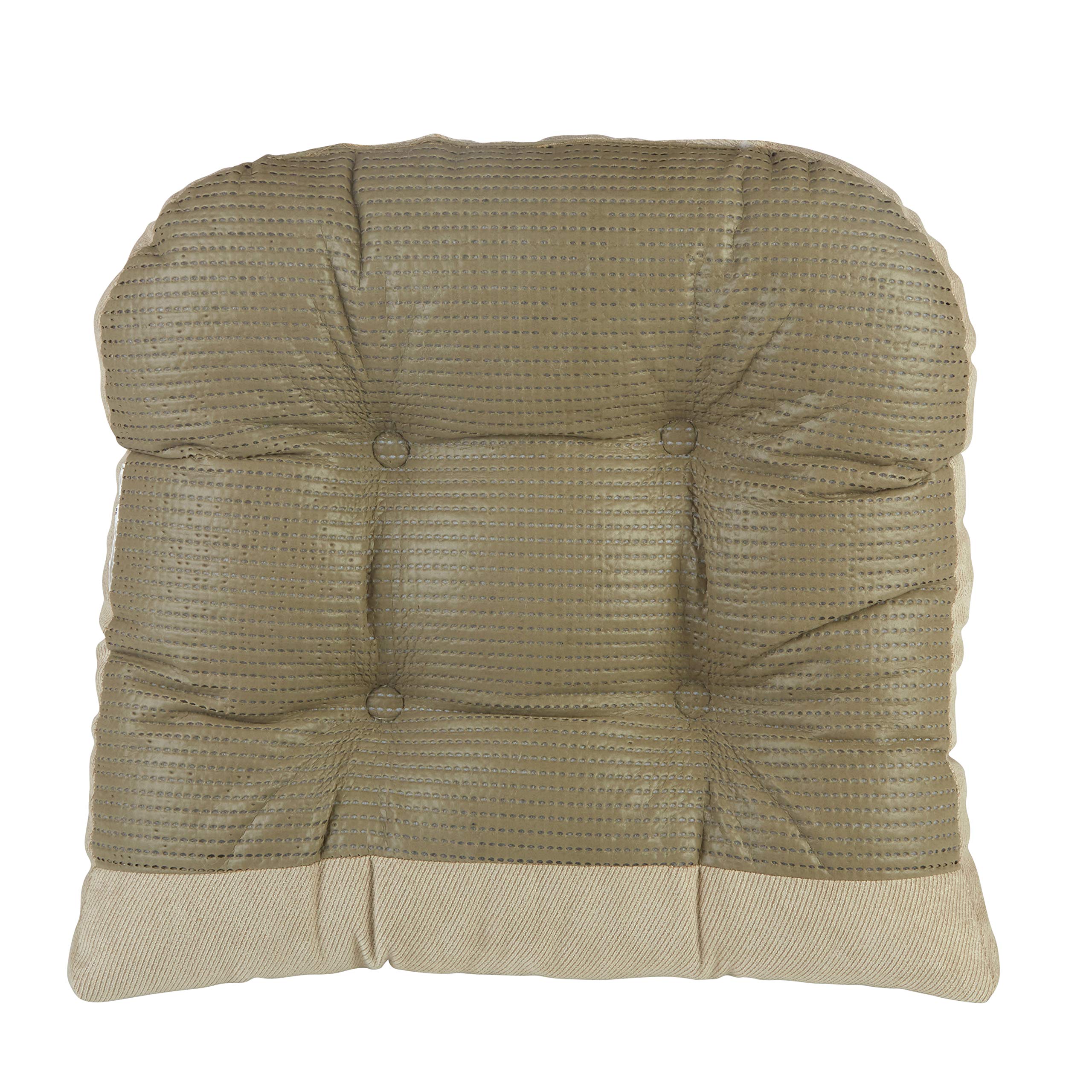 Klear Vu Gripper Overstuffed Universal Non-Slip Dining Chair Cushions for Kitchen Decor or Office Use, U-Shaped Skid-Proof Seat Pad, 15x15 Inches, 4 Count (Pack of 1), Linear Stone Tan