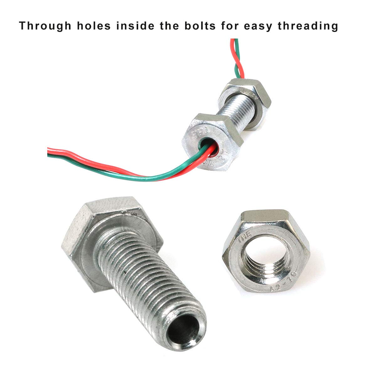 PZRT 2pcs Cylindrical Hollow External Hexagon Screw 304 Stainless Steel Lamp Threading Screws Through Hole Bolt M6x20