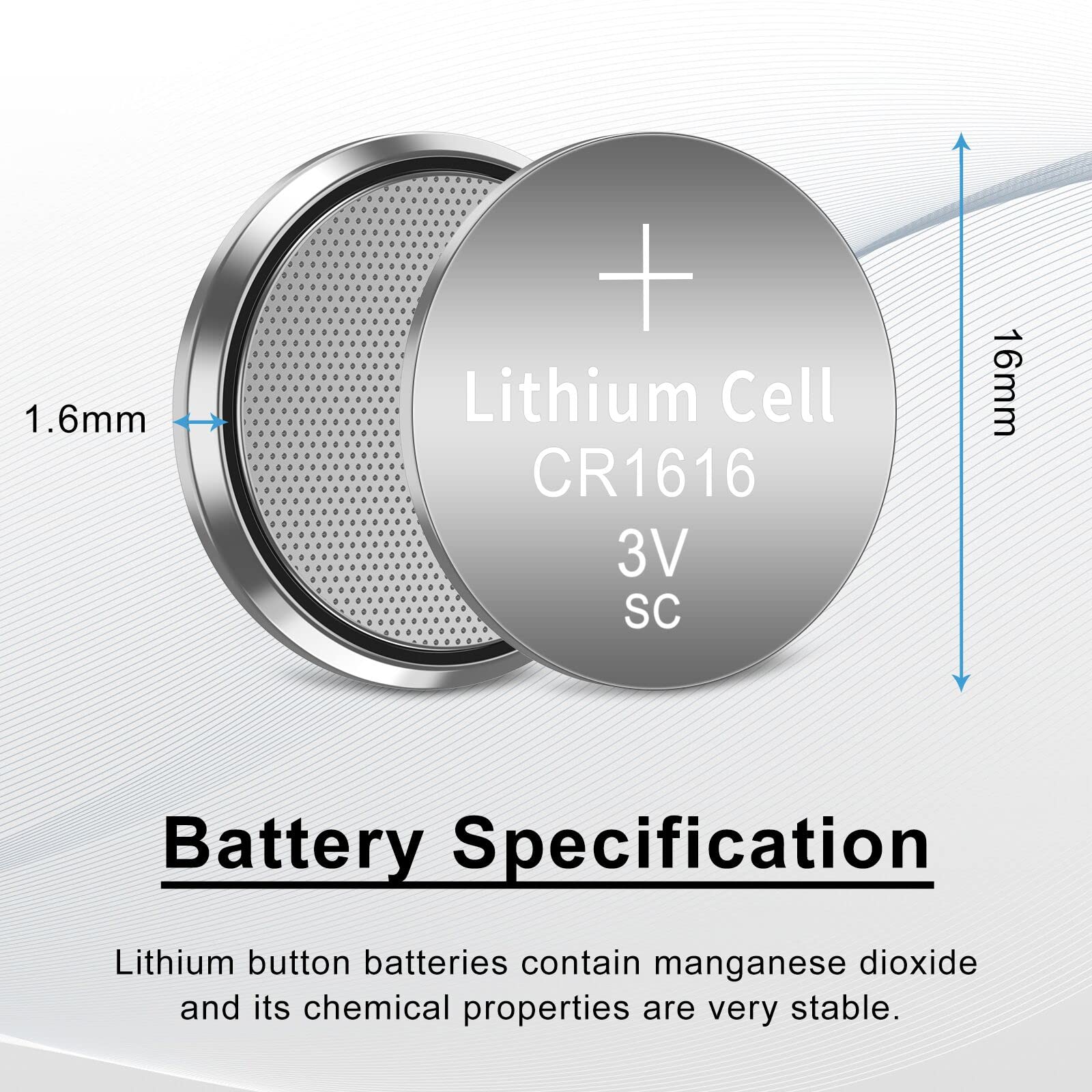 5 Pcs CR1616 Batteries 3V Lithium Battery 1616 Button Cell Batteries Coin Battery CR1616 3-Volt Coin Cell Battery for Watch Glucometer
