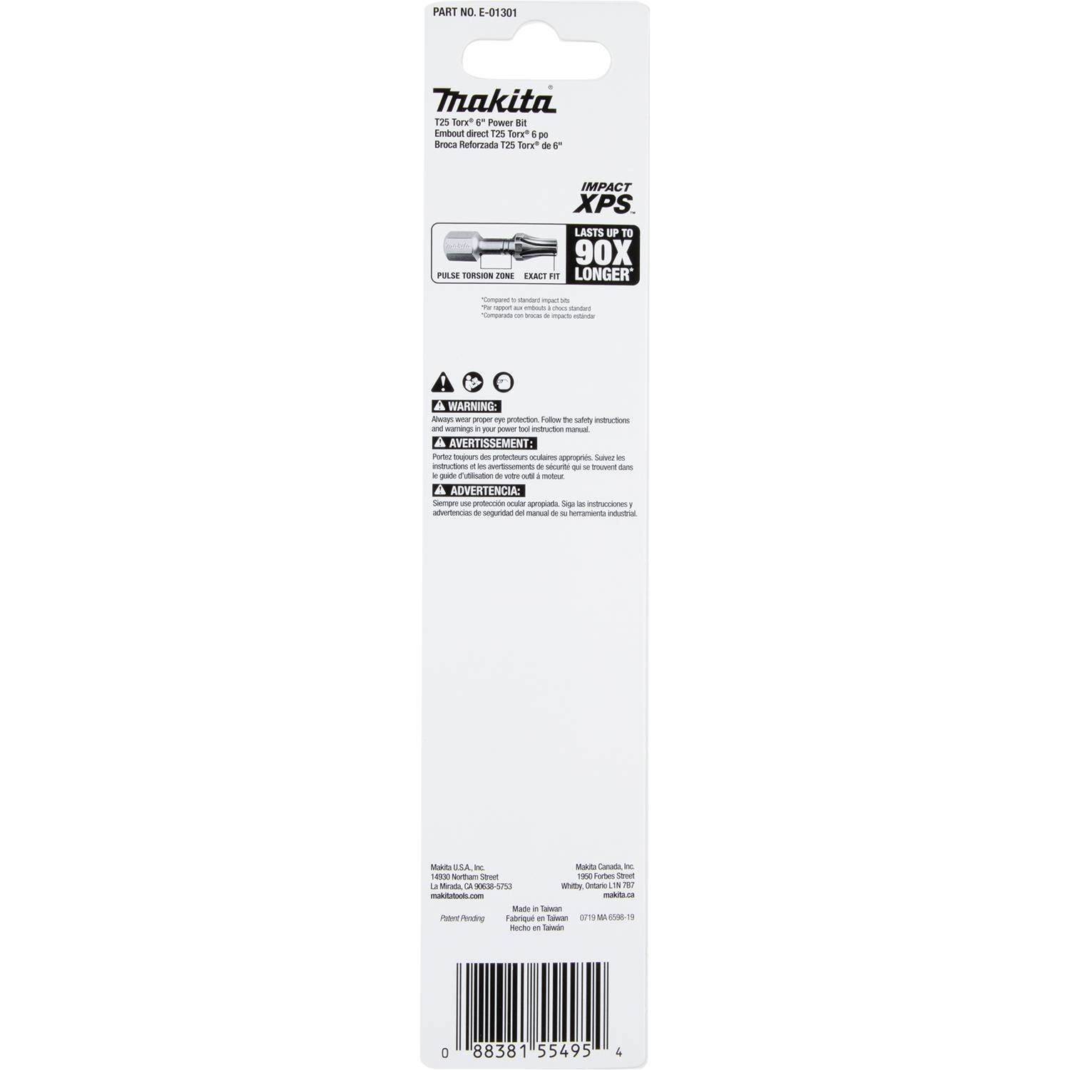 Makita E-01301 Impact XPS™ T25 Torx 6" Power Bit