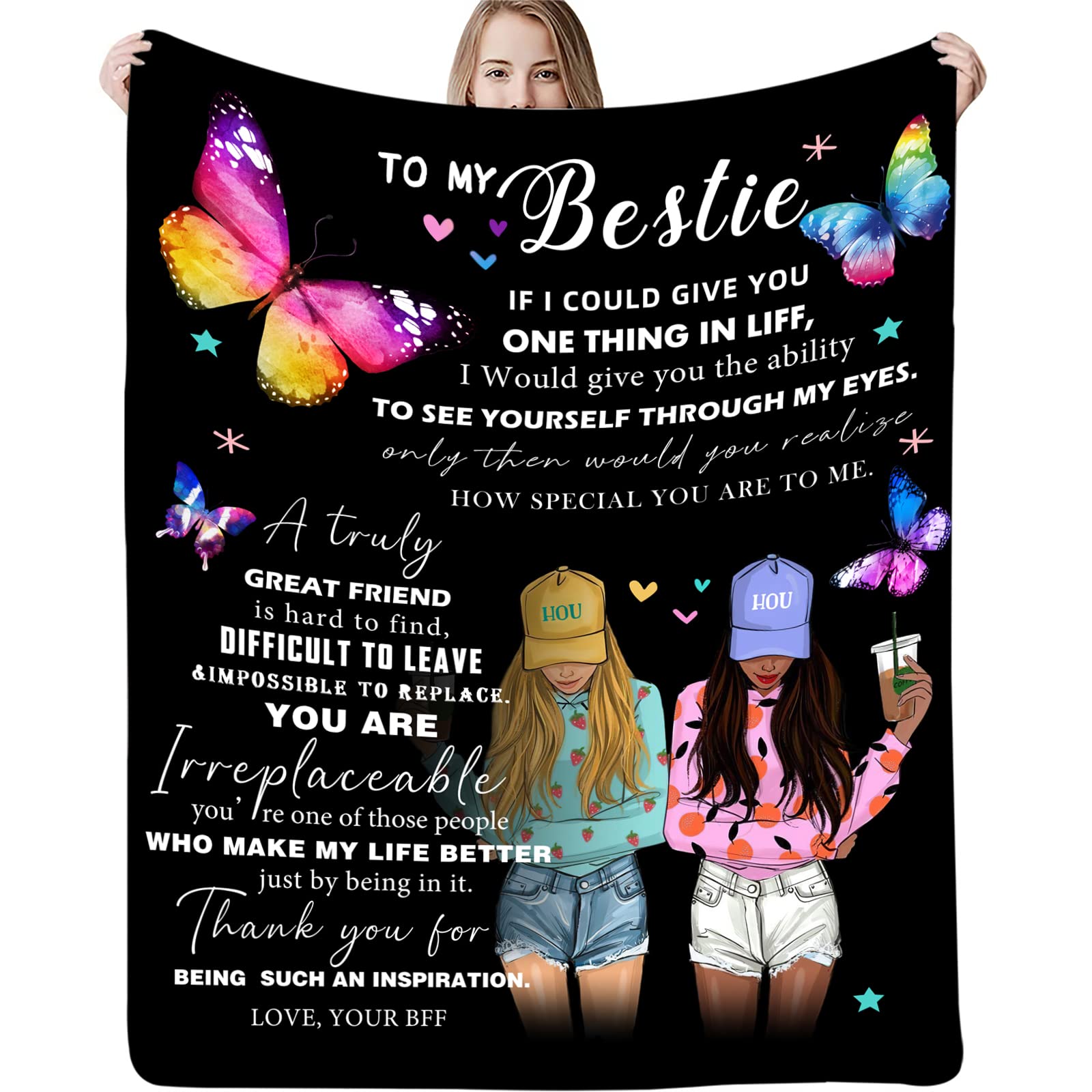 SHUIHAN to My Bestie Blanket, Ultra-Soft Fuzzy Fleece Throw Blanket, Friendship for Women, Teen Girls, Besties, Sister, Birthday Gift Blankets, 51''x59''