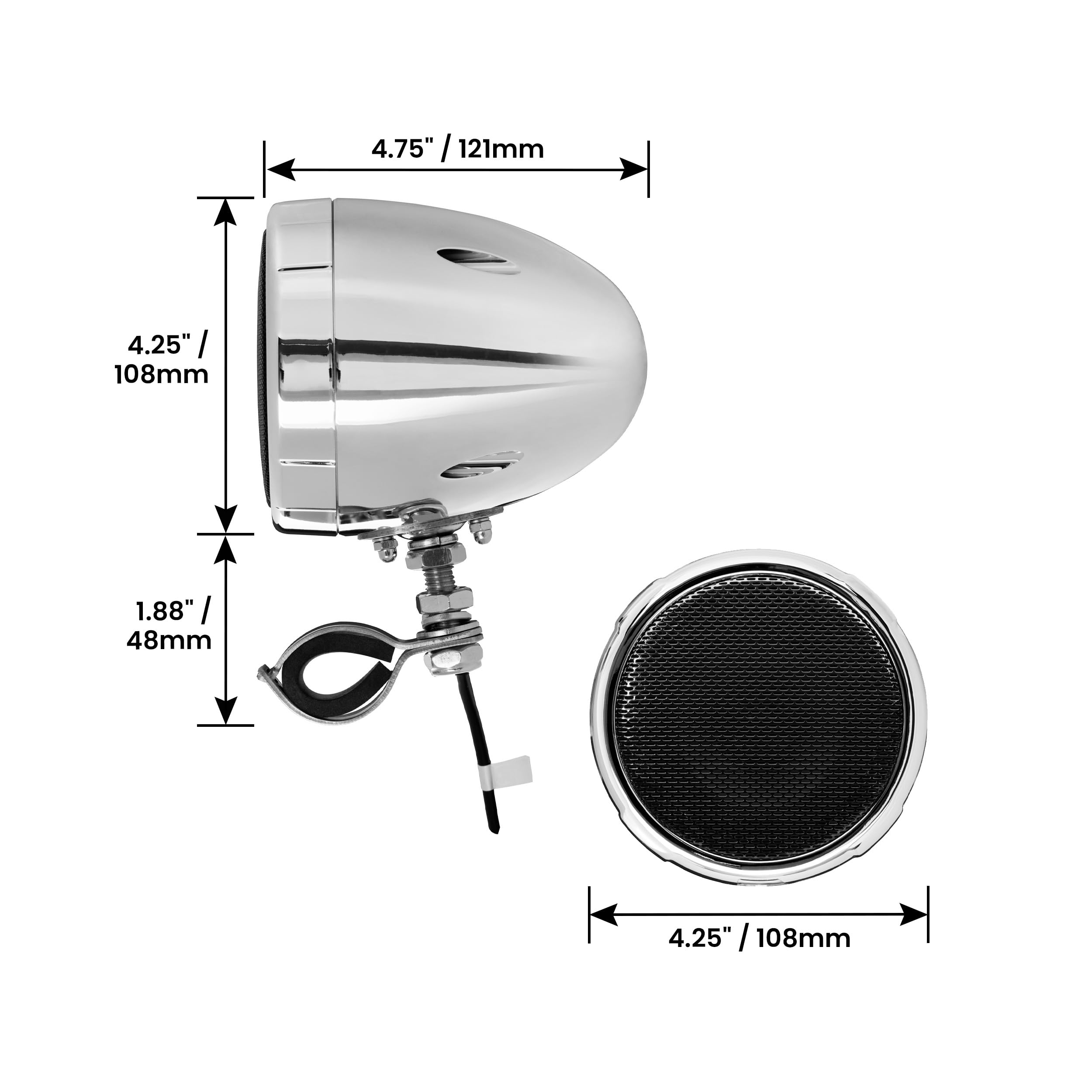 BOSS Audio Systems MC475BA 3 Inch Motorcycle Speakers - Bluetooth, Built-in Amplifier, Weatherproof, Volume Control, ATV UTV Compatible
