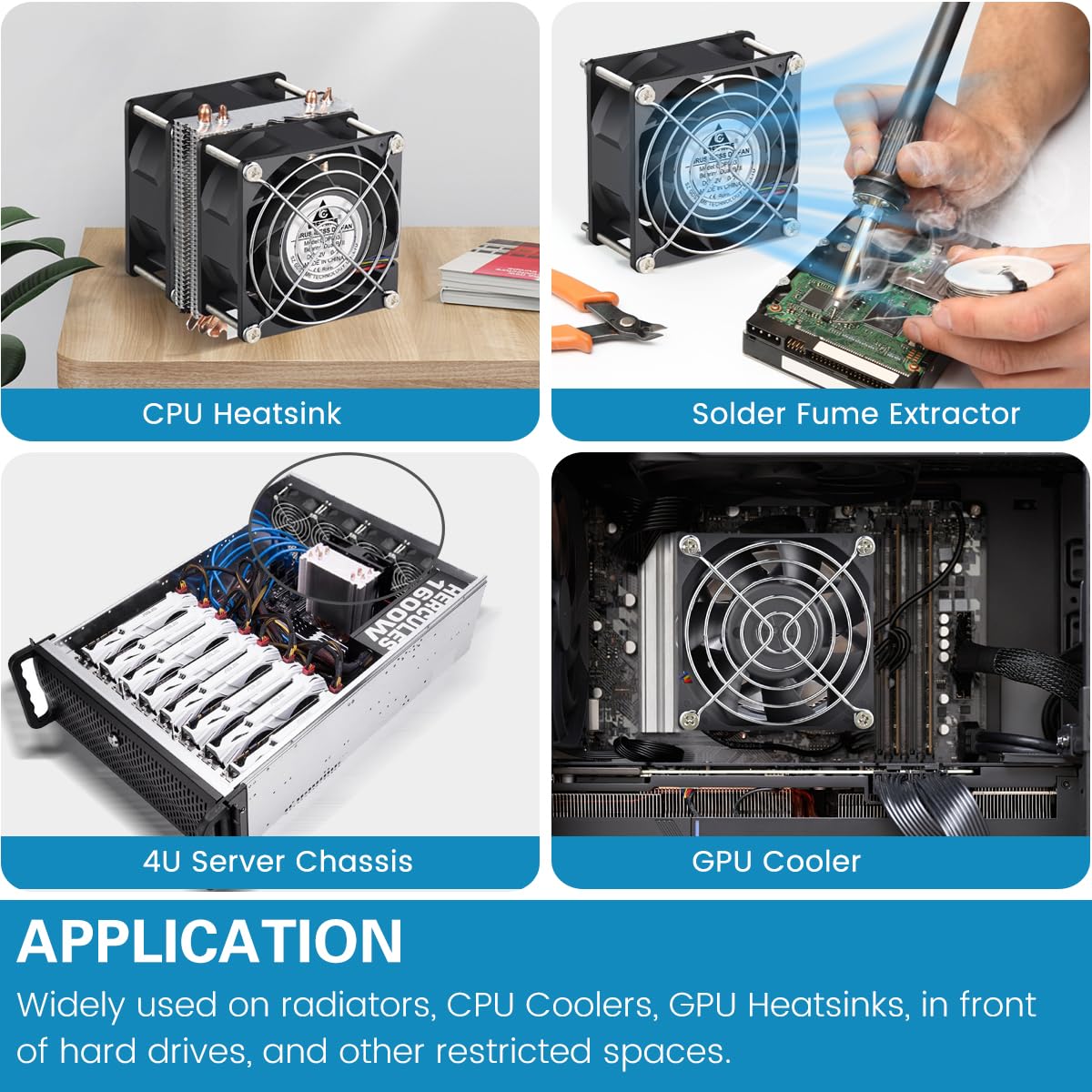 GDSTIME 80mm x 38mm 8038 PWM High Speed Dual Ball Bearing DC 12V 80mm Cooling Fan