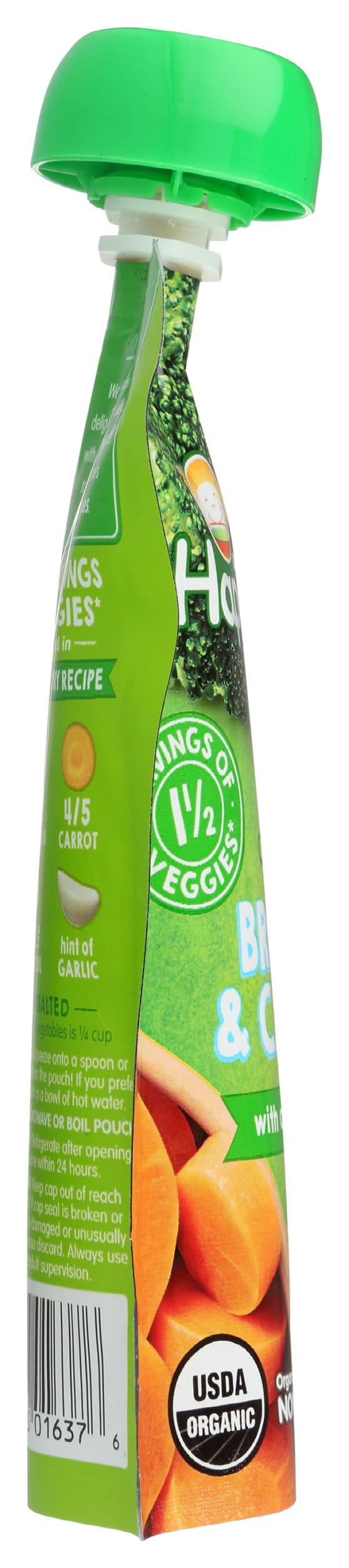 HAPPY BABY Organic Broccoli & Carrots with Olive Oil & Garlic Baby Food, 4 OZ