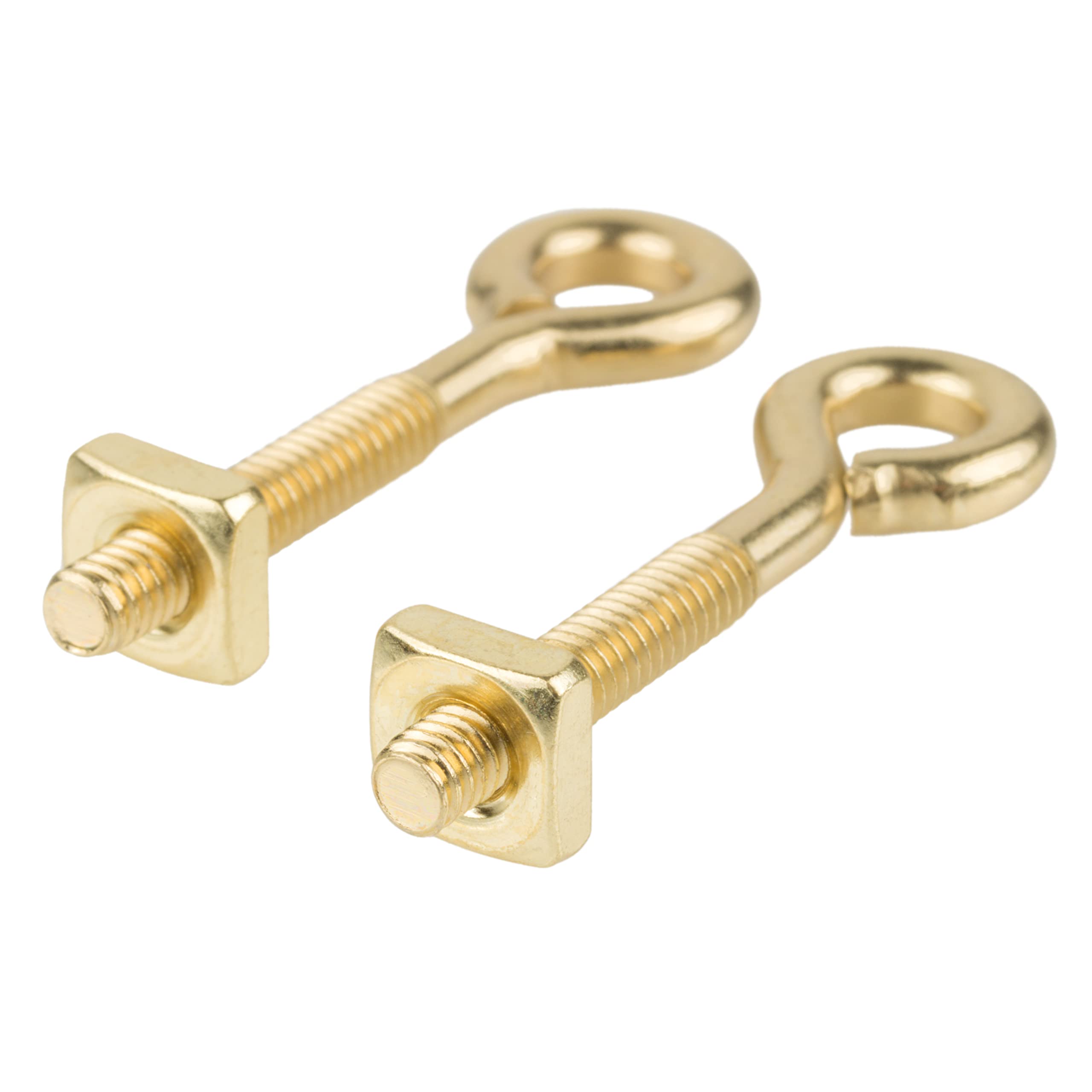 Plain Brass Eye Bolts with Nuts for Bail Pull Mounting - Pack of 2 - Screw Eye Hook - Antique Eyelet Screw | FB1-SB
