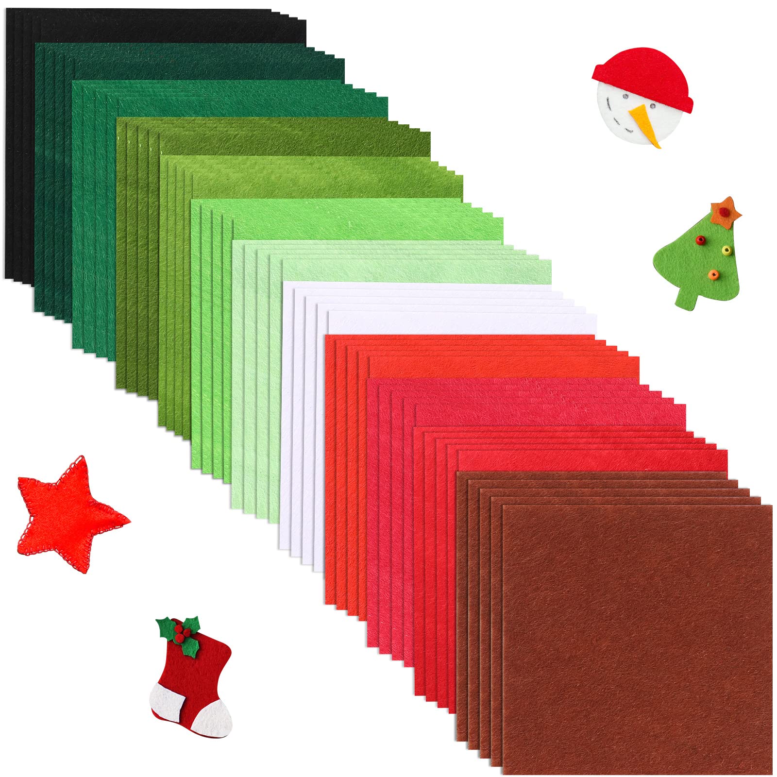 96 Pieces Christmas Felt Fabric Sheets Felt Fabric Squares Soft Felt Fabric Sheets Assorted Colors Felt Craft Sheets for DIY Crafts Sewing Christmas Decoration, 4 x 4 Inch 12 Colors