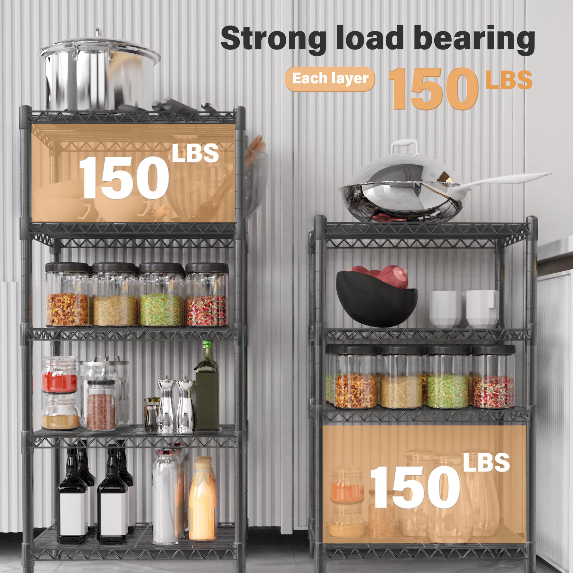 AHEONLAR 3 Tier Grey Storage Racks and Shelving - Heavy Steel Material Pantry Shelves - Adjustable Storage Shelf Metal Storage Rack Wire, Suitable for Warehouses, Closets, Kitchens…