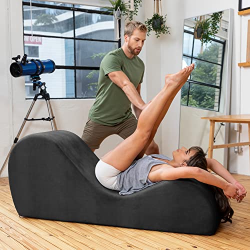 Avana Sleek Chaise Lounge for Yoga-Made in The USA-for Stretching, Relaxation, Exercise & More, 60D x 18W x 26H Inch, Black
