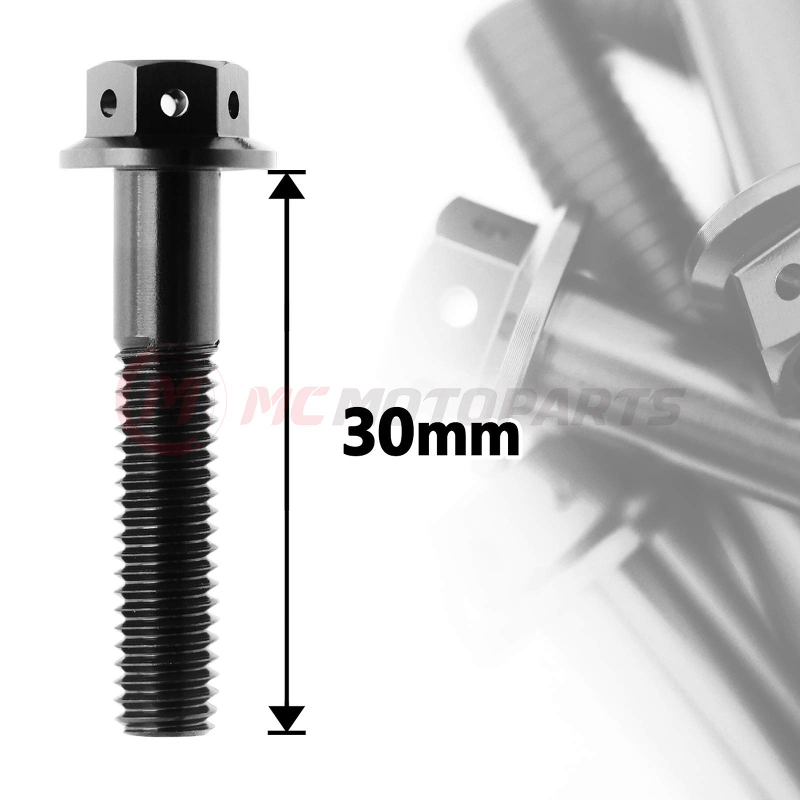 MC MOTOPARTS Pre-drilled CNC Race Spec Bolts M6 x 30mm Flanged HEX Head Screws 5 pcs (Black)