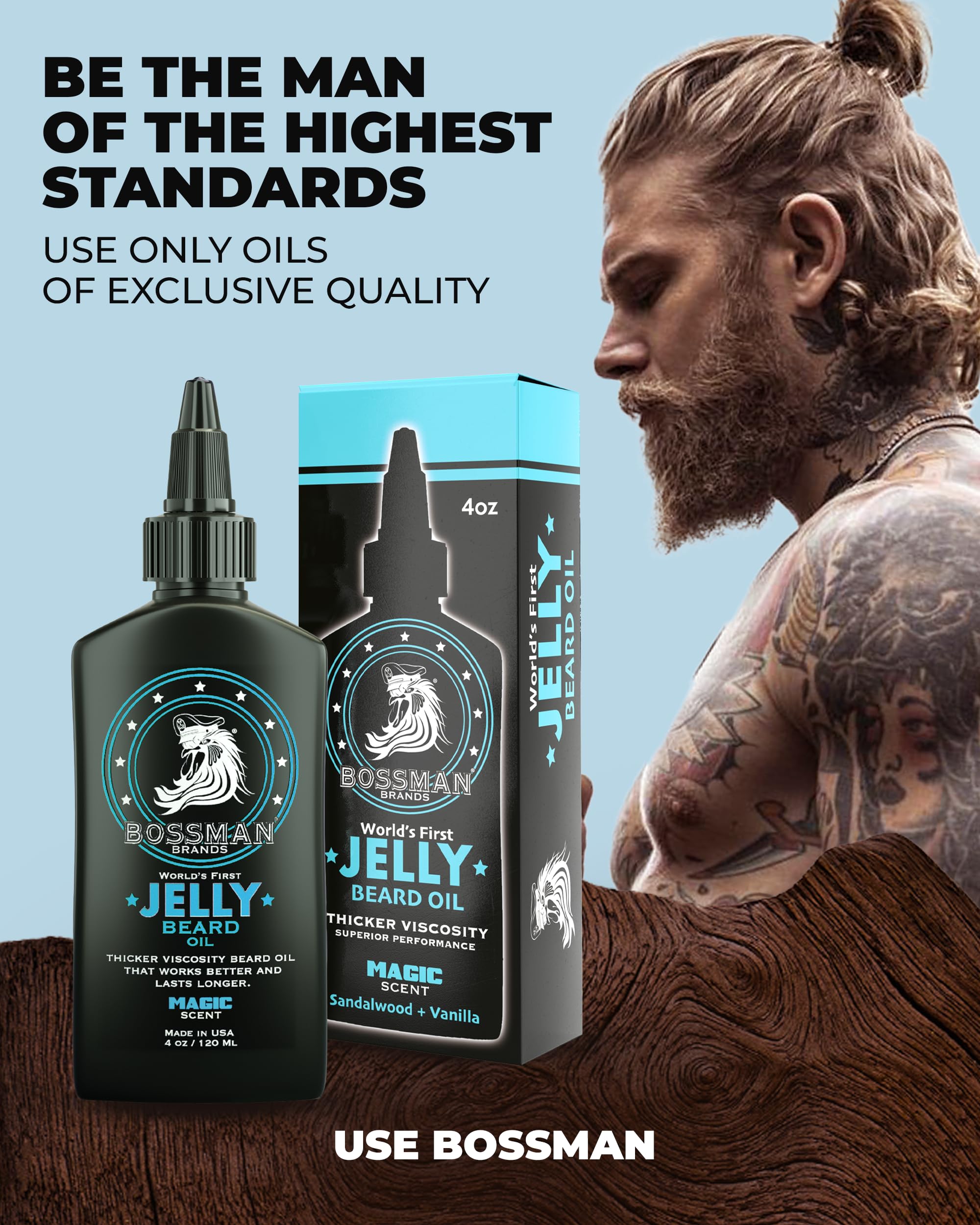 Bossman Beard Oil Jelly (4oz) - Beard Growth Softener, Moisturizer Lotion Gel with Natural Ingredients - Beard Growing Product (Magic Scent)