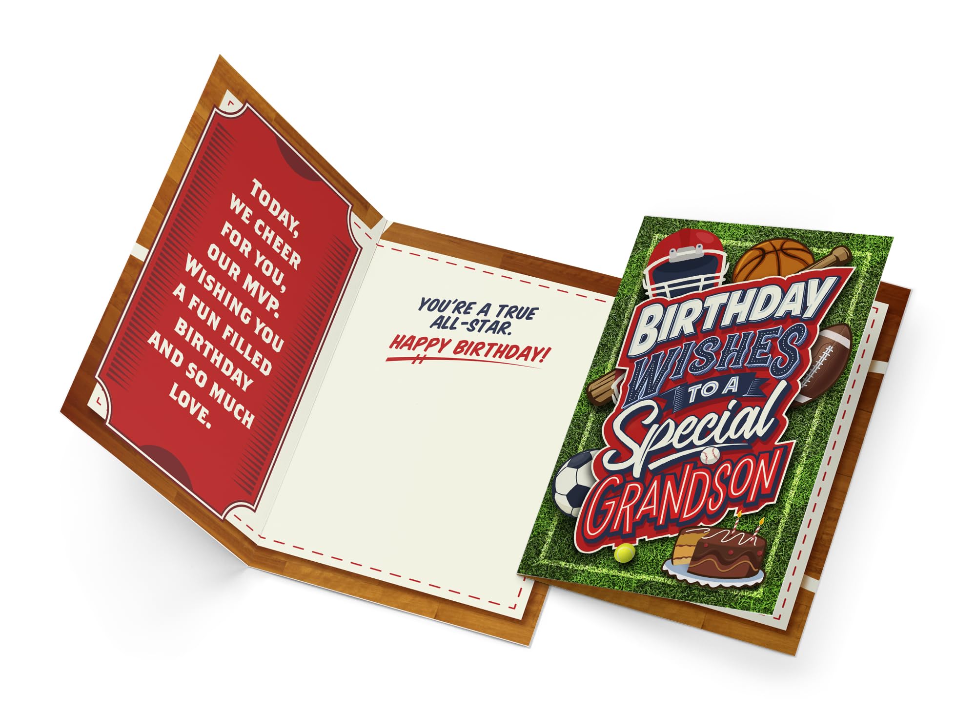 Prime Greetings Grandson Birthday Card, Made in America, Eco-Friendly, Thick Card Stock with Premium Envelope 5in x 7.75in, Packaged in Protective Mailer