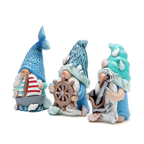 Hodao 3PCS Ocean Animals Gnomes Summer Decorations Handmade Beach Element Decor Swedish Gnomes Nisse Scandinavian Gnomes Elf Fall Decorations Indoor Home Ornaments Summer Gnomes Figurines (Ocean1)
