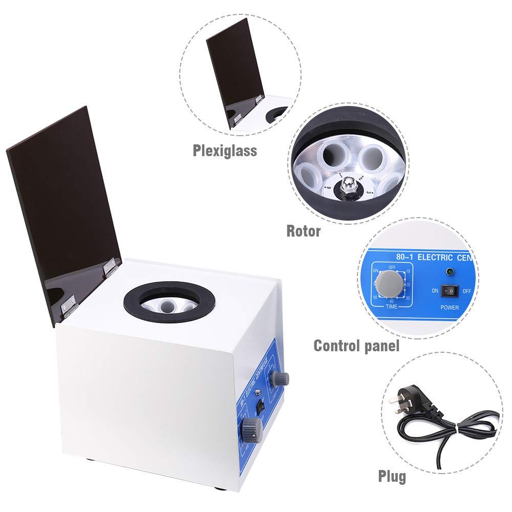 TOPQSC Electric Lab Benchtop Centrifuge, 4000rpm Speed Desktop Machine 6 Tubes x 20ml, with Timer 0-60min and Speed Control