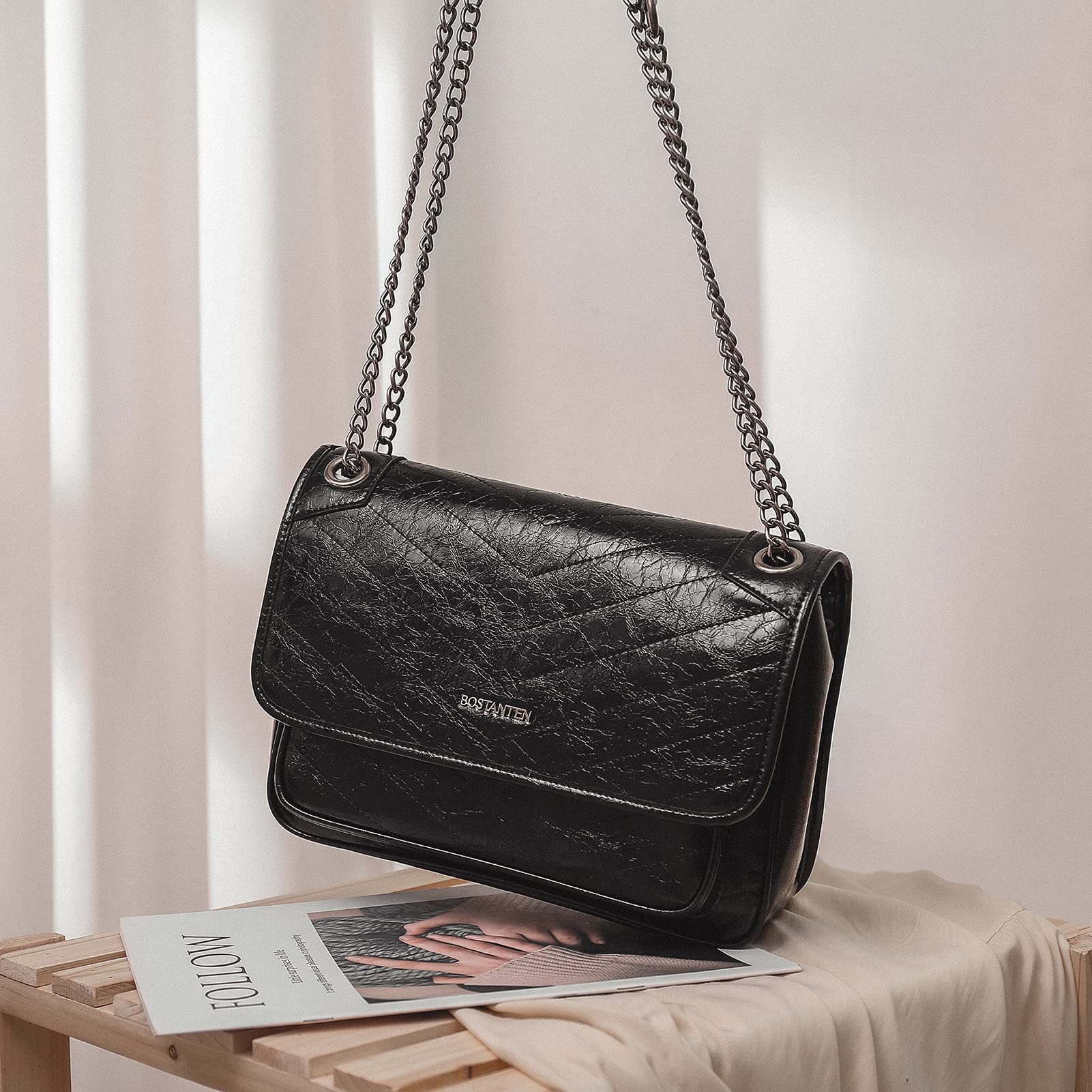 BOSTANTEN Shoulder Bags for Women Genuine Leather Designer Purses Handbags Small Top Handle Satchel Bags
