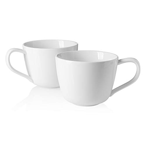 Sweese Soup Mugs - Coffee Mugs 17 Ounce Porcelain Jumbo Mugs for Coffee, Tea, Soup, Ice Cream, Cereal, Set of 2, White No. 620.201