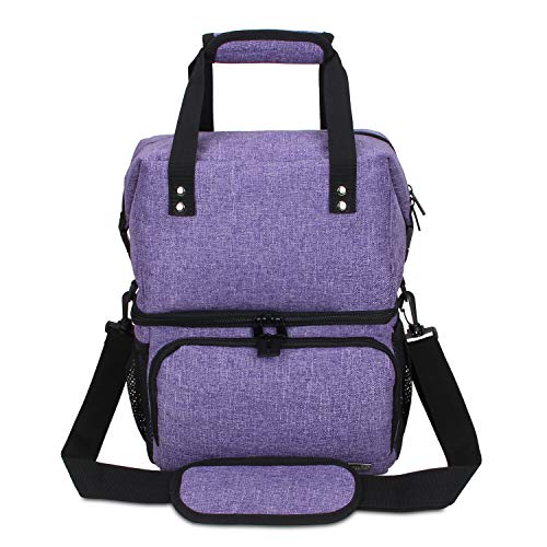 Luxja Breast Pump Bag with 2 Compartments for Breast Pump and Cooler Bag, Leakproof Pumping Bag for Working Mothers (Fits Most Major Breast Pump), Purple