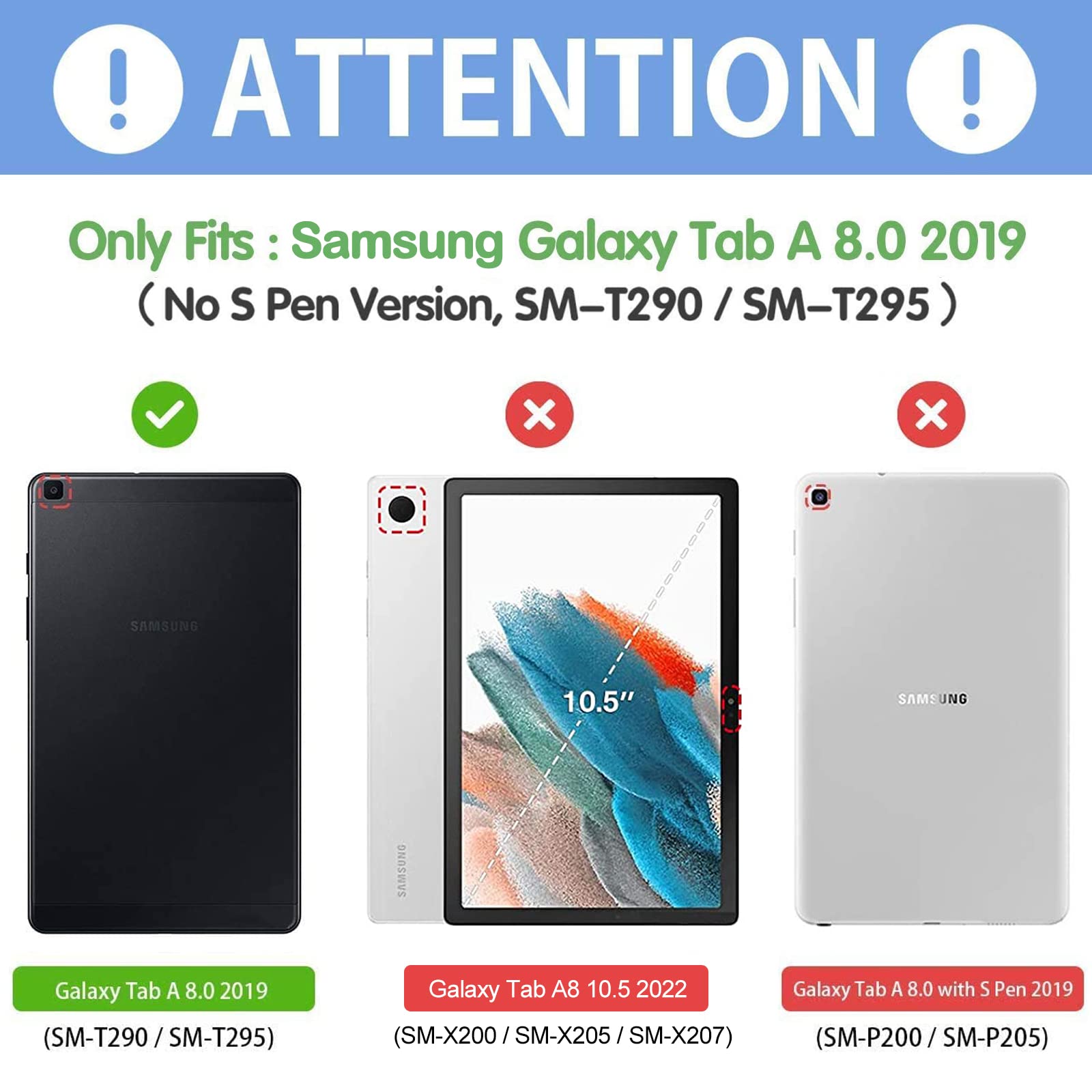 ProCase [2 Pack] Galaxy Tab A 8.0 2019 Screen Protector T290 T295, Tempered Glass Screen Film Guard for 8.0 inch Galaxy Tab A 2019 Without S Pen Model SM-T290 (Wi-Fi) SM-T295 (LTE)