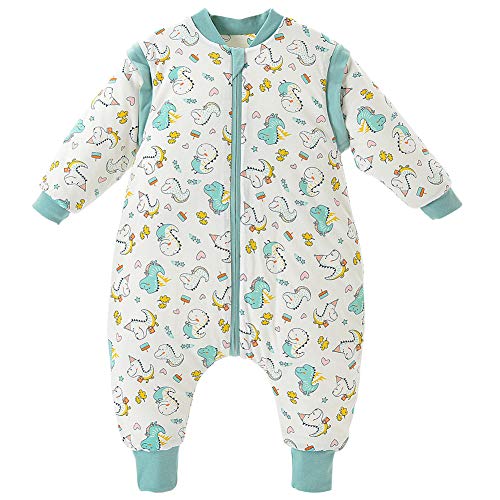 Happy Cherry Baby Sleep Sack with Feet Winter Thicken Toddler Sleeping Bag Infant Newborn Cotton Swaddle Wearable Blanket with Detachable Sleeves