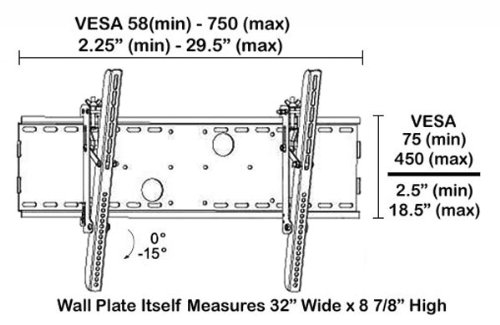 Black Tilting Wall Mount Bracket for Samsung HP-S5053 Plasma 50 inch HDTV TV