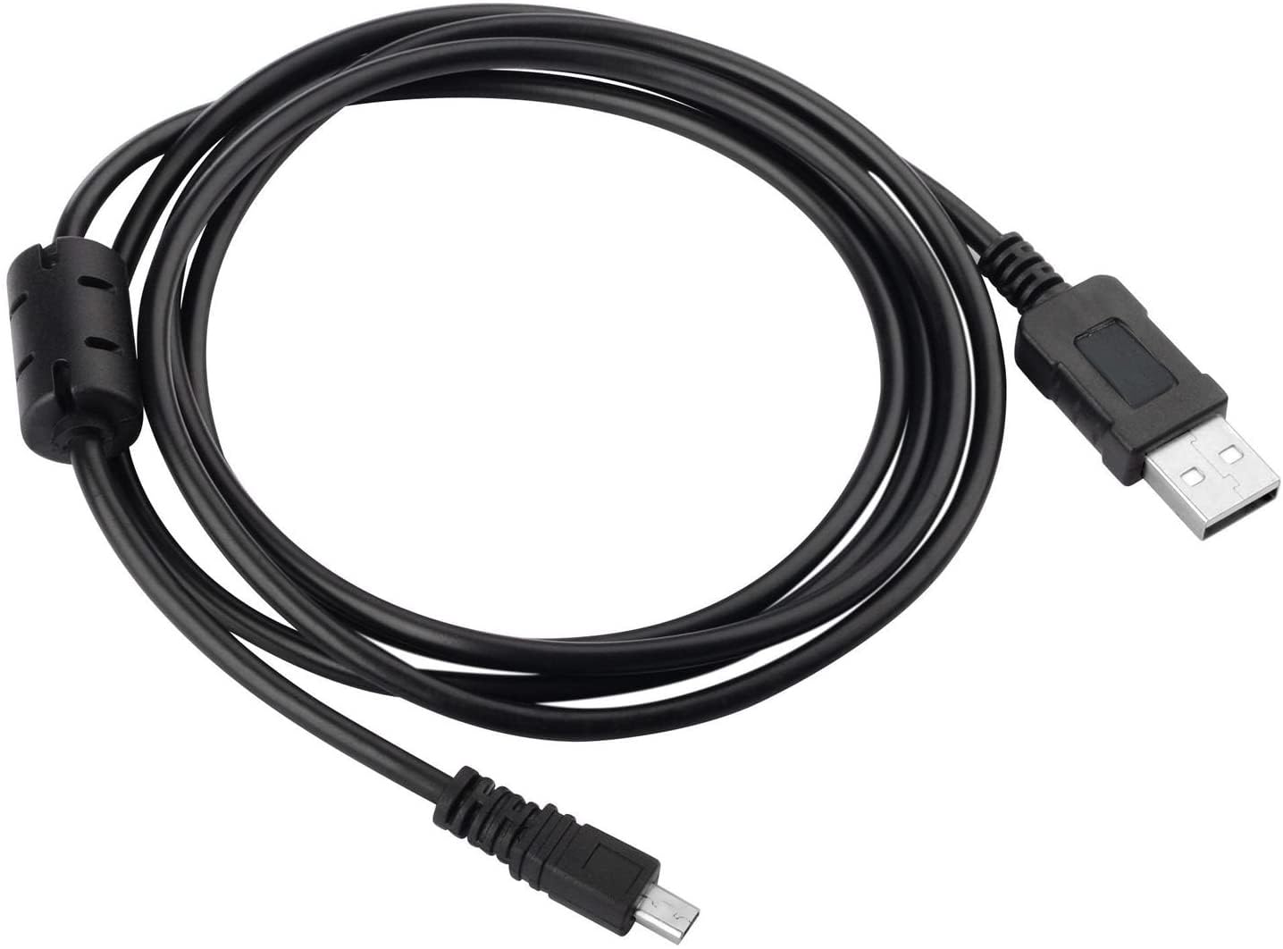 Black USB 2.0 A to 8-Pin Mini B Cable w/ Ferrite - 1.5M / 59 Inches for Nikon CoolPix P90