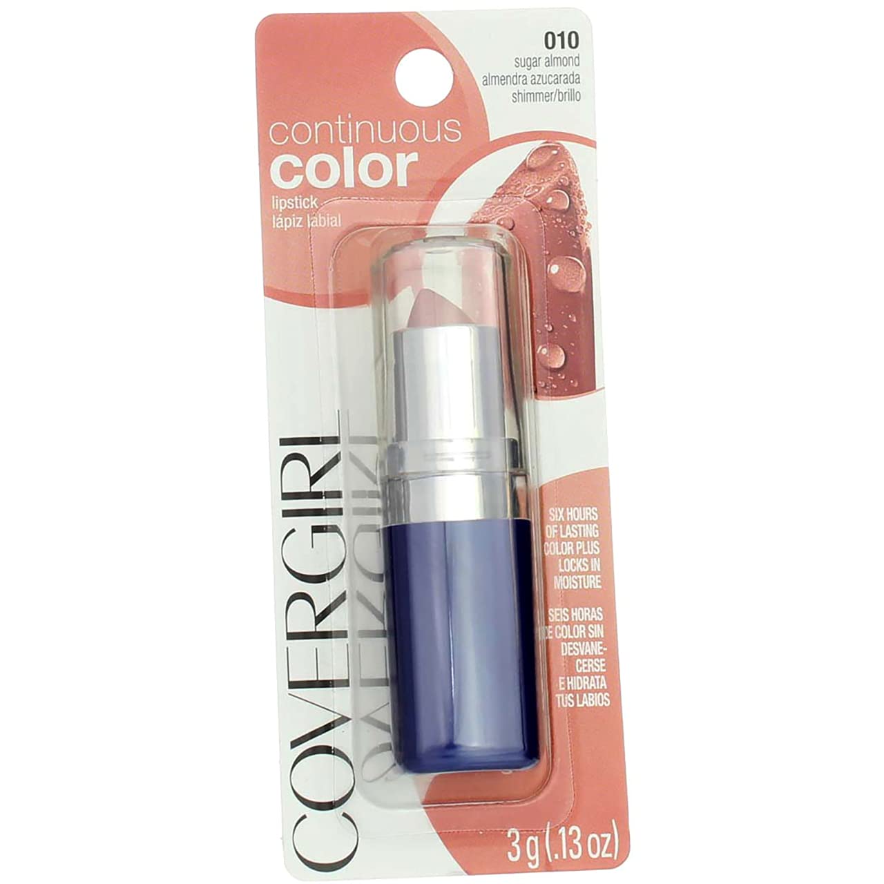 CoverGirl Continuous Color Lipstick, Sugar Almond [010], 0.13 oz (Pack of 3)